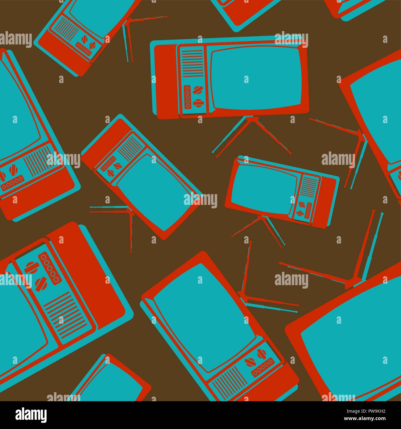 Old TV pattern seamless. Television set retro ornament Stock Vector ...