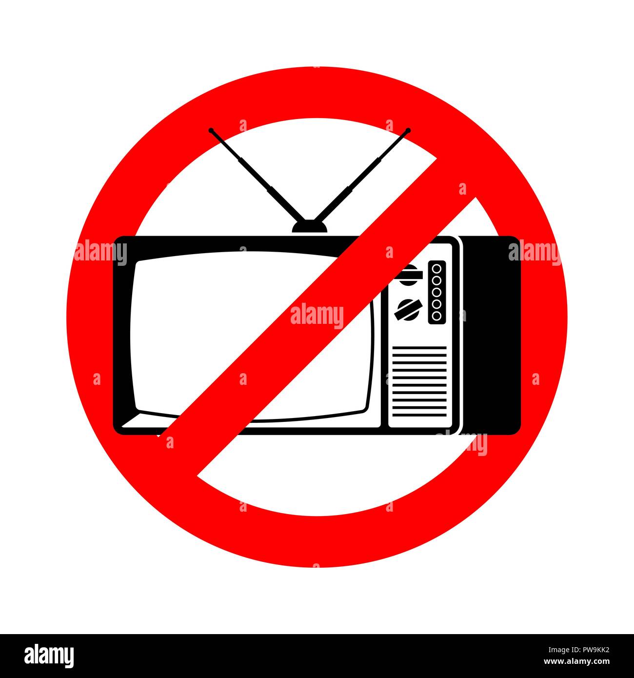 Stop old tv. Ban old news. Prohibited red road sign danger Stock Vector ...