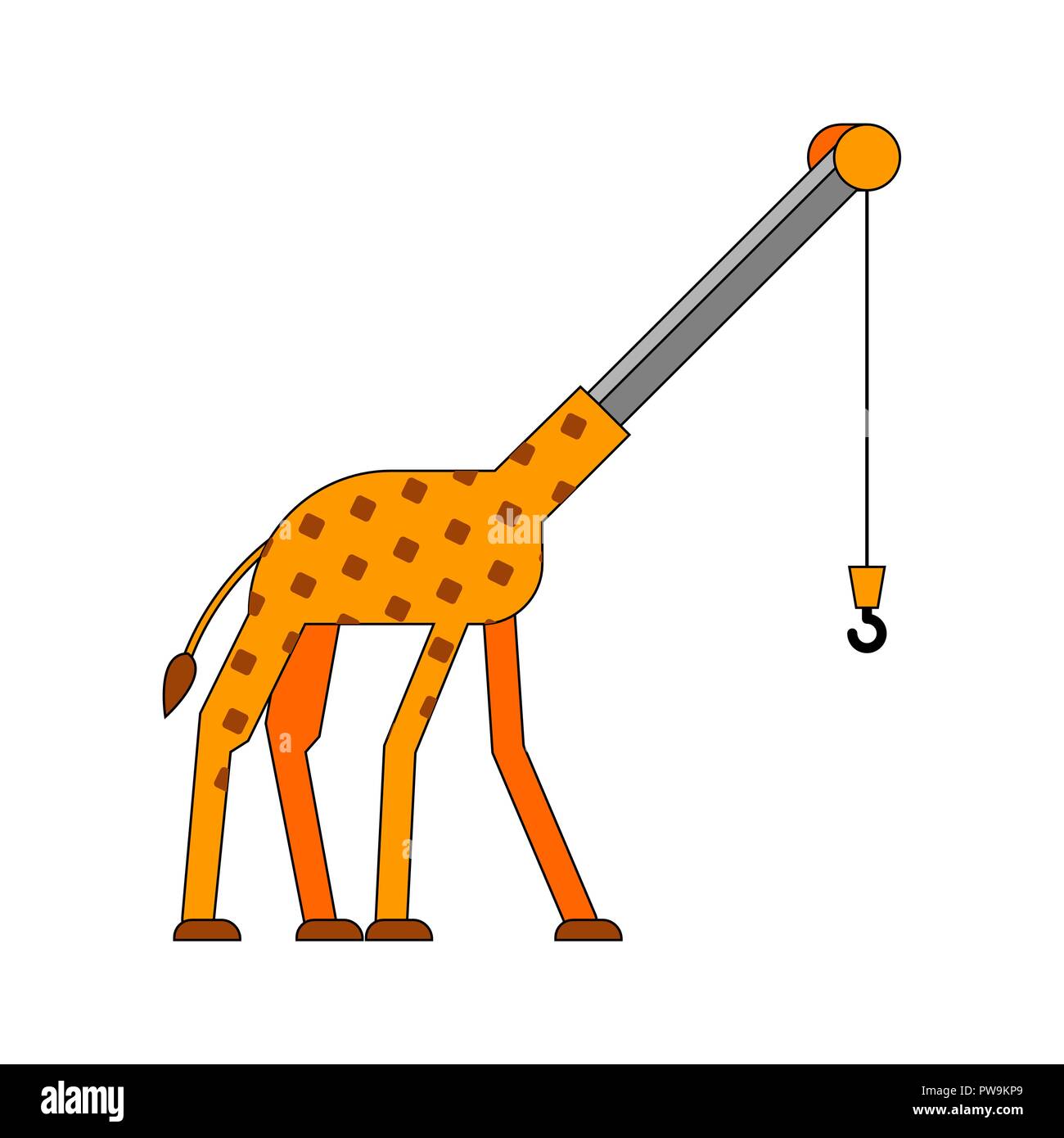 Giraffe crane. Long neck tower. Animal Lift cargo Stock Vector Image ...