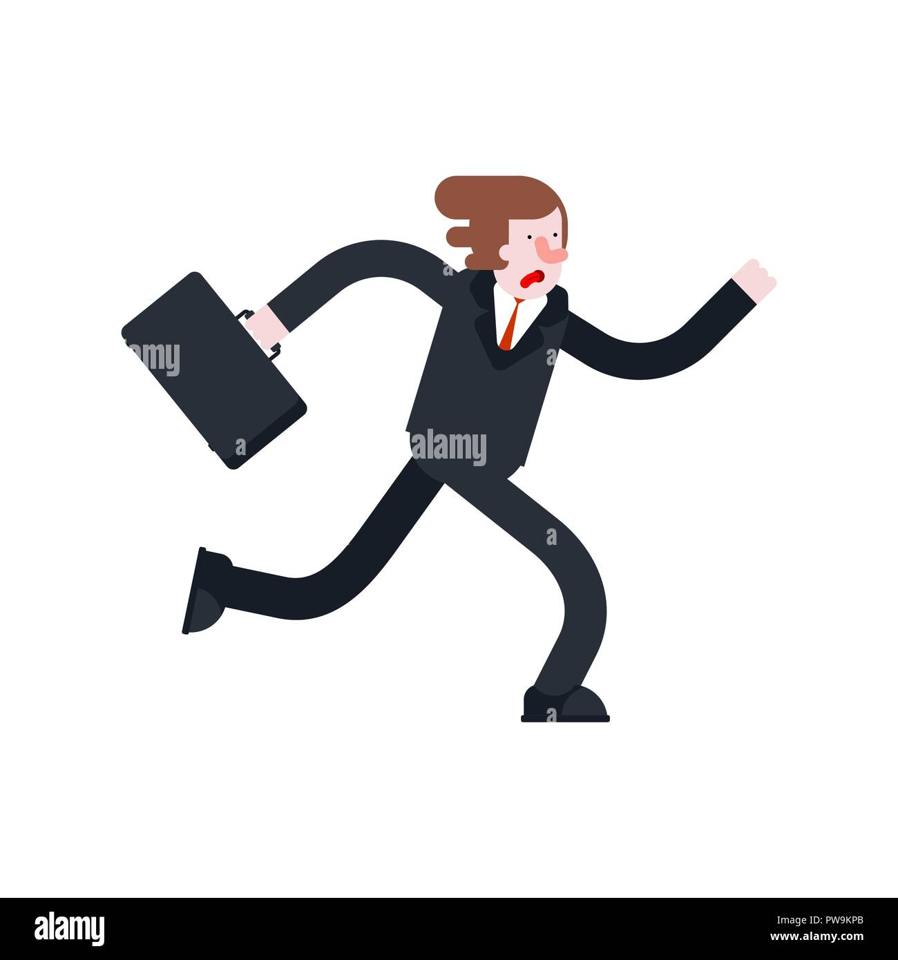 Businessman run isolated. Boss and suitcase. Vector Stock Vector Image ...