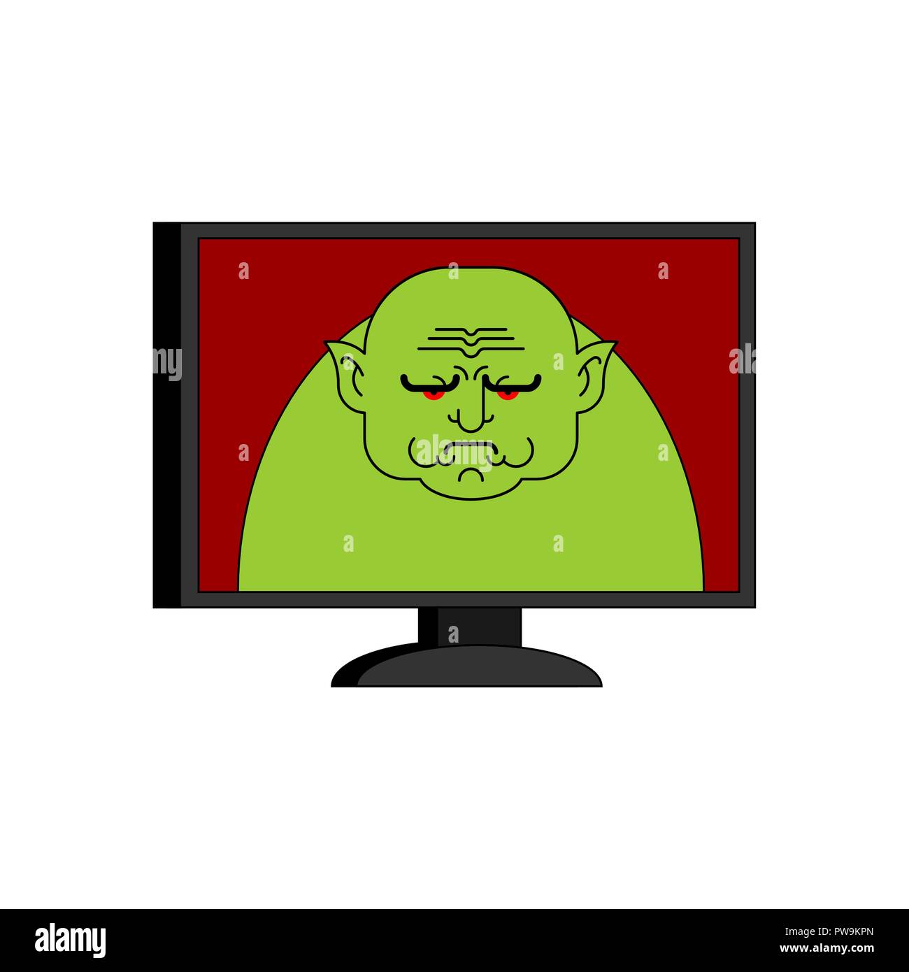 Troll online internet . Hater virtual. Green monster. Vector Stock ...