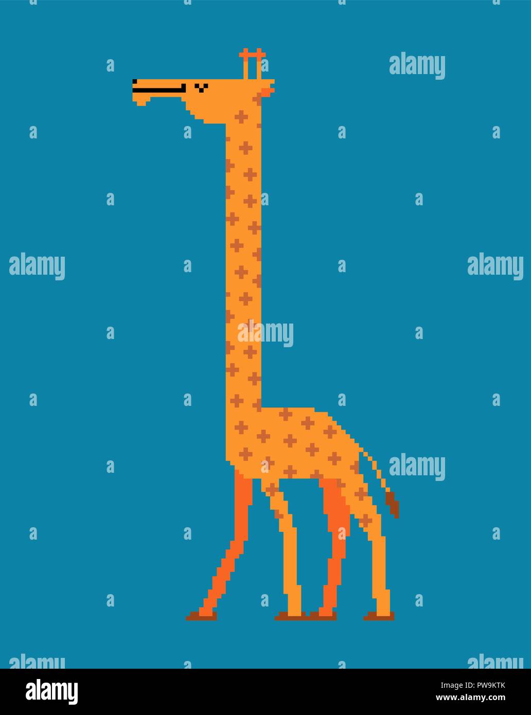 Giraffe pixel art. Africa animal 8 bit. Long neck beast Stock Vector ...
