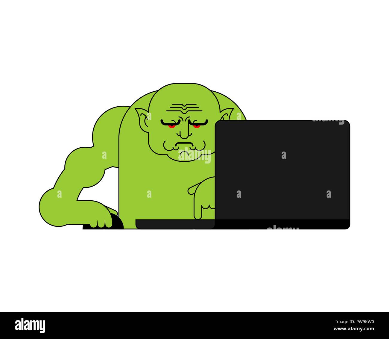 Troll online internet . Hater virtual. Green monster. Vector Stock ...