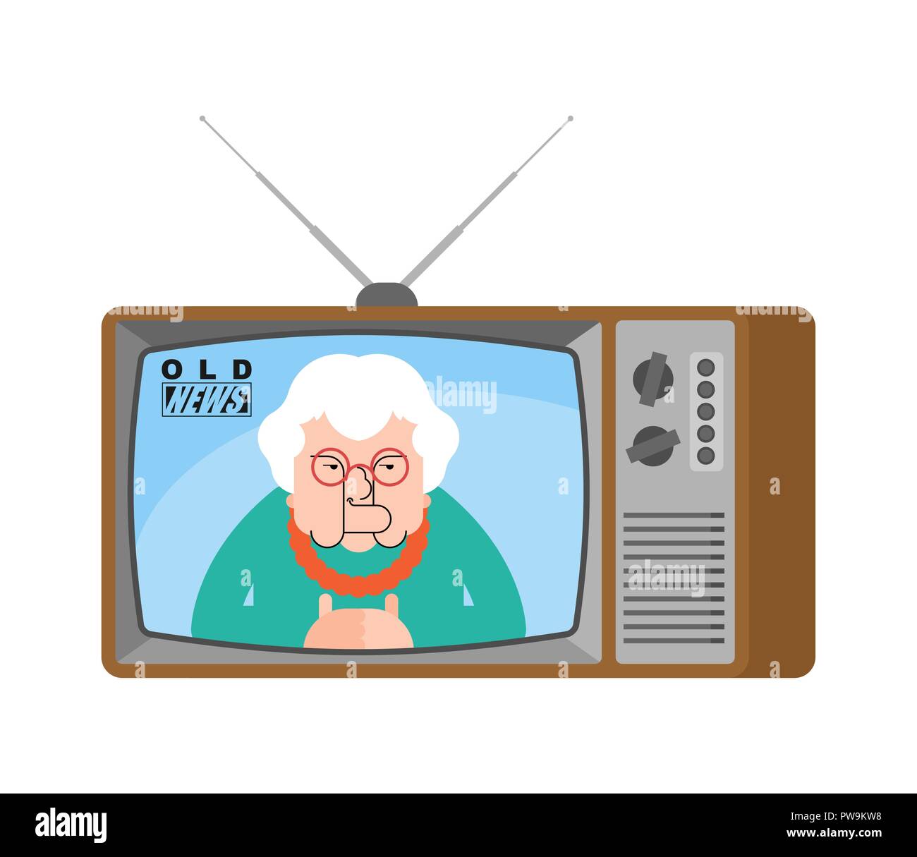 Old news retro tv. Grandmother Live broadcasting. grandma broadcasting ...