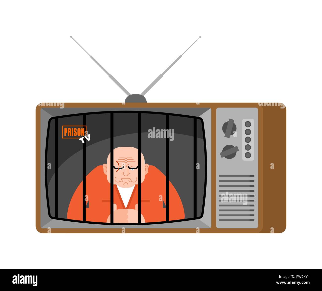 Prison TV news old television. Prisoner Live broadcasting. jailbird ...