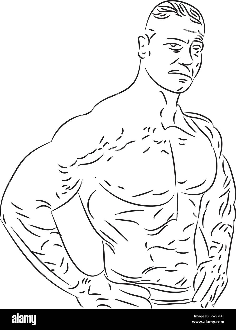 Black-white bodybuilder sketch Stock Vector Image & Art - Alamy