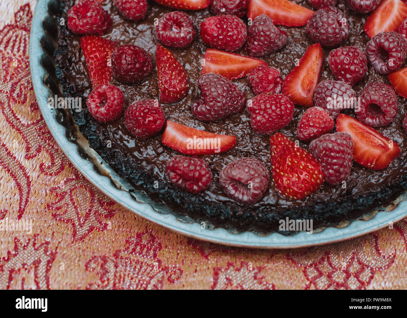 Strawberry raspberry tart Stock Photo - Alamy