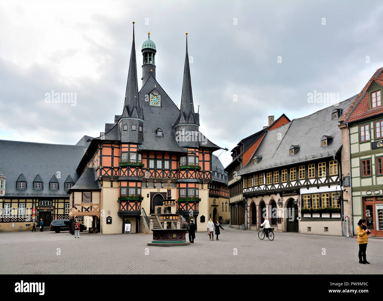 medieval town hall in the old town of Wernigerode Stock Photo - Alamy