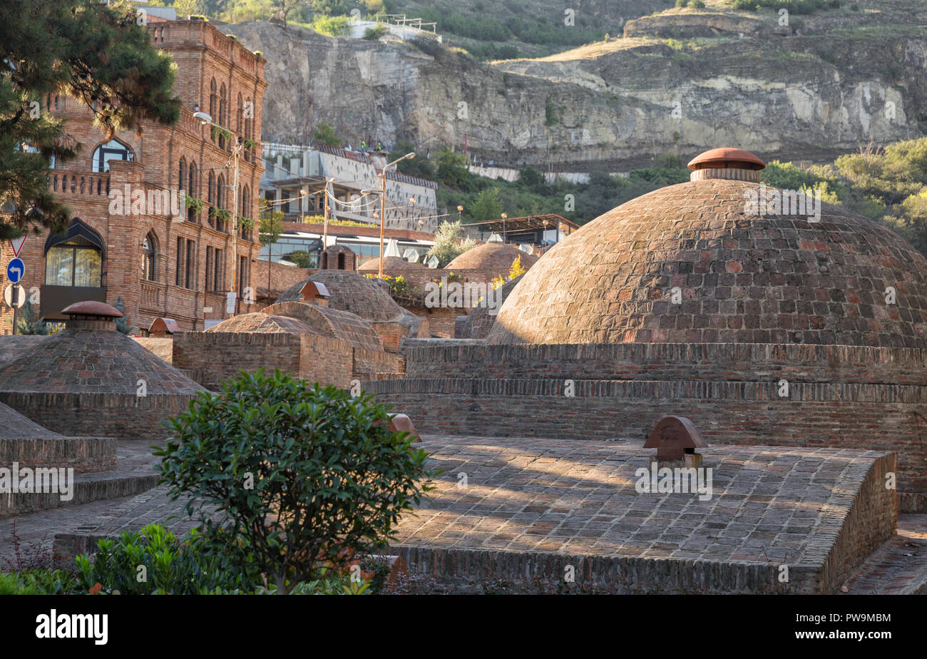Domes of sulfur baths in historic district of Abanotubani, Tbilisi ...