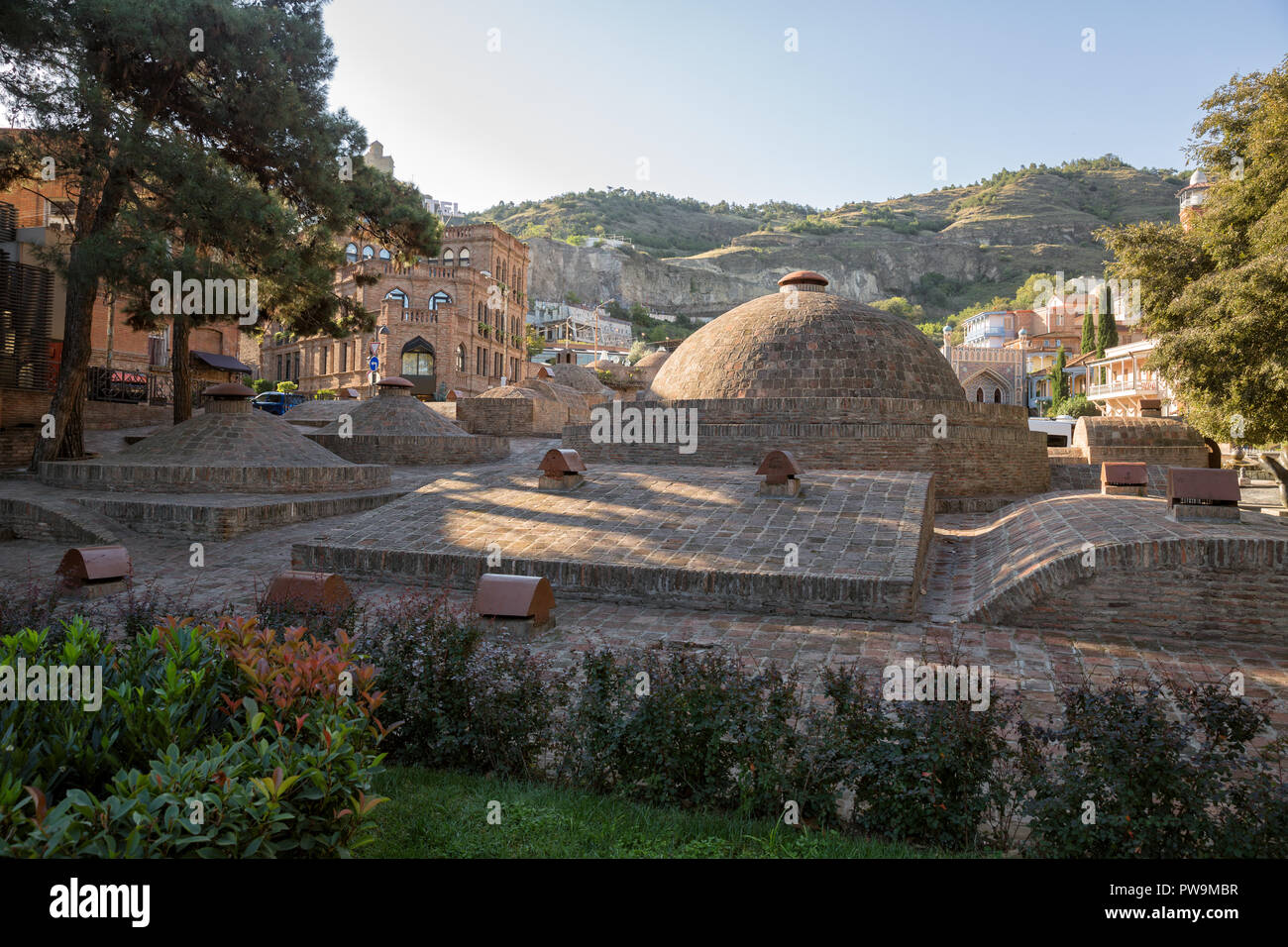 Historic district Abanotubani, domes of sulfur baths, Tbilisi, Georgia ...