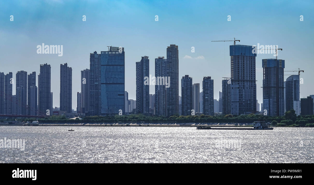 The City view along the shoal of Yangtze river , And architectural ...