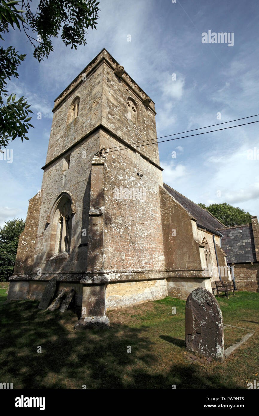 All Saints church, Garsdon, Wiltshire, UK. Medieval tower. Contains the ...