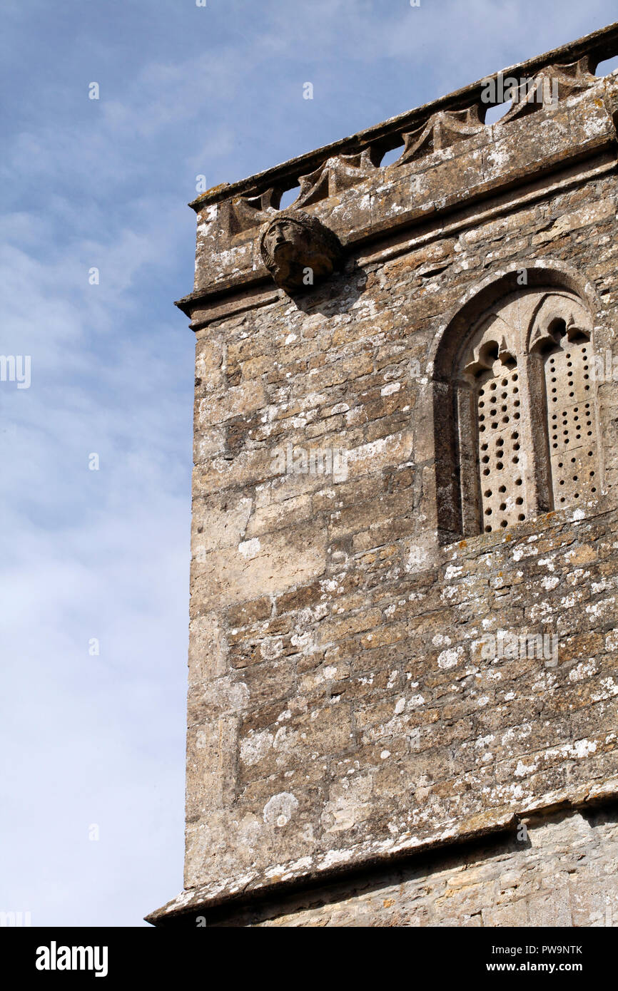 All Saints church, Garsdon, Wiltshire, UK. Medieval tower. Contains the ...