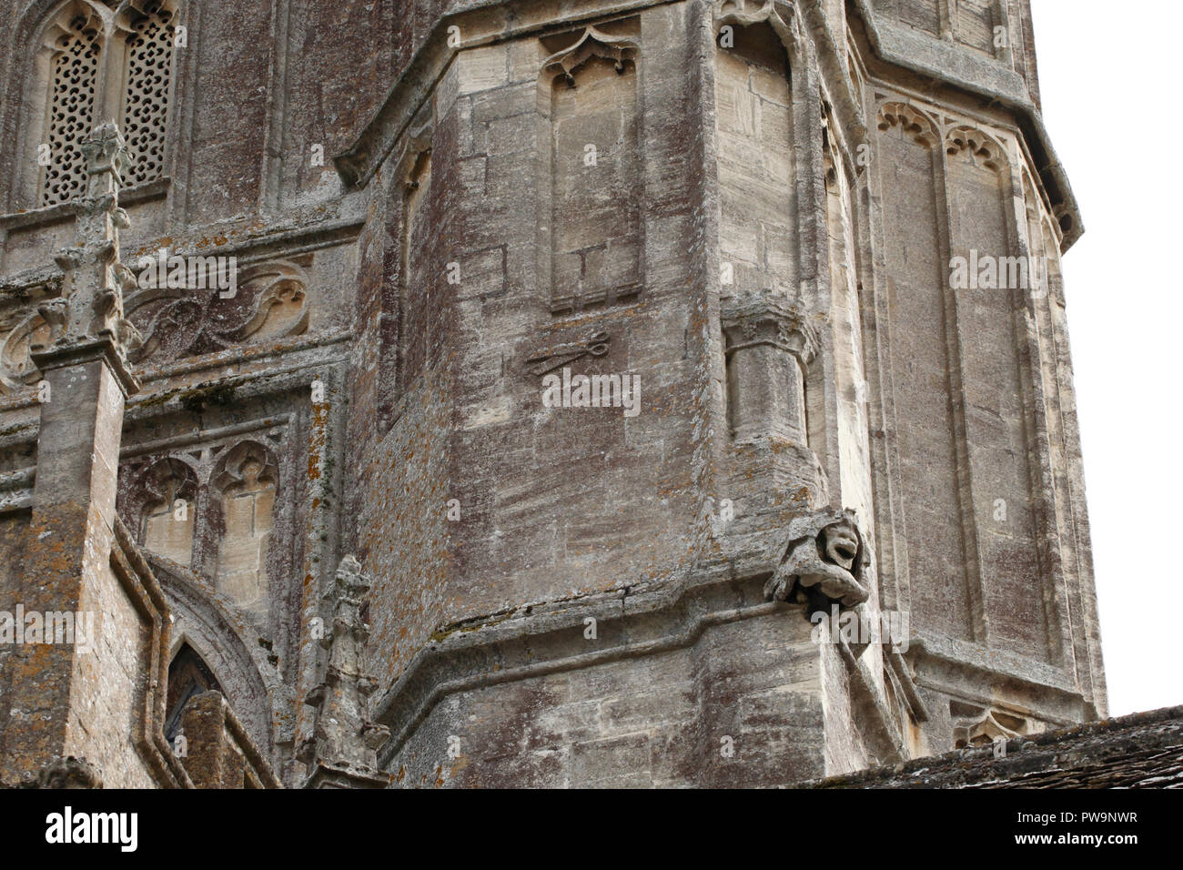 Stone scissors symbol on the Four spired tower of St Sampson Church ...