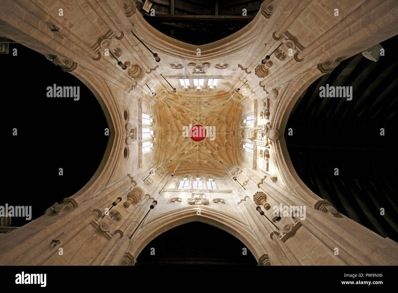Underside of the bell tower and four spred crossing tower at St Sampson ...