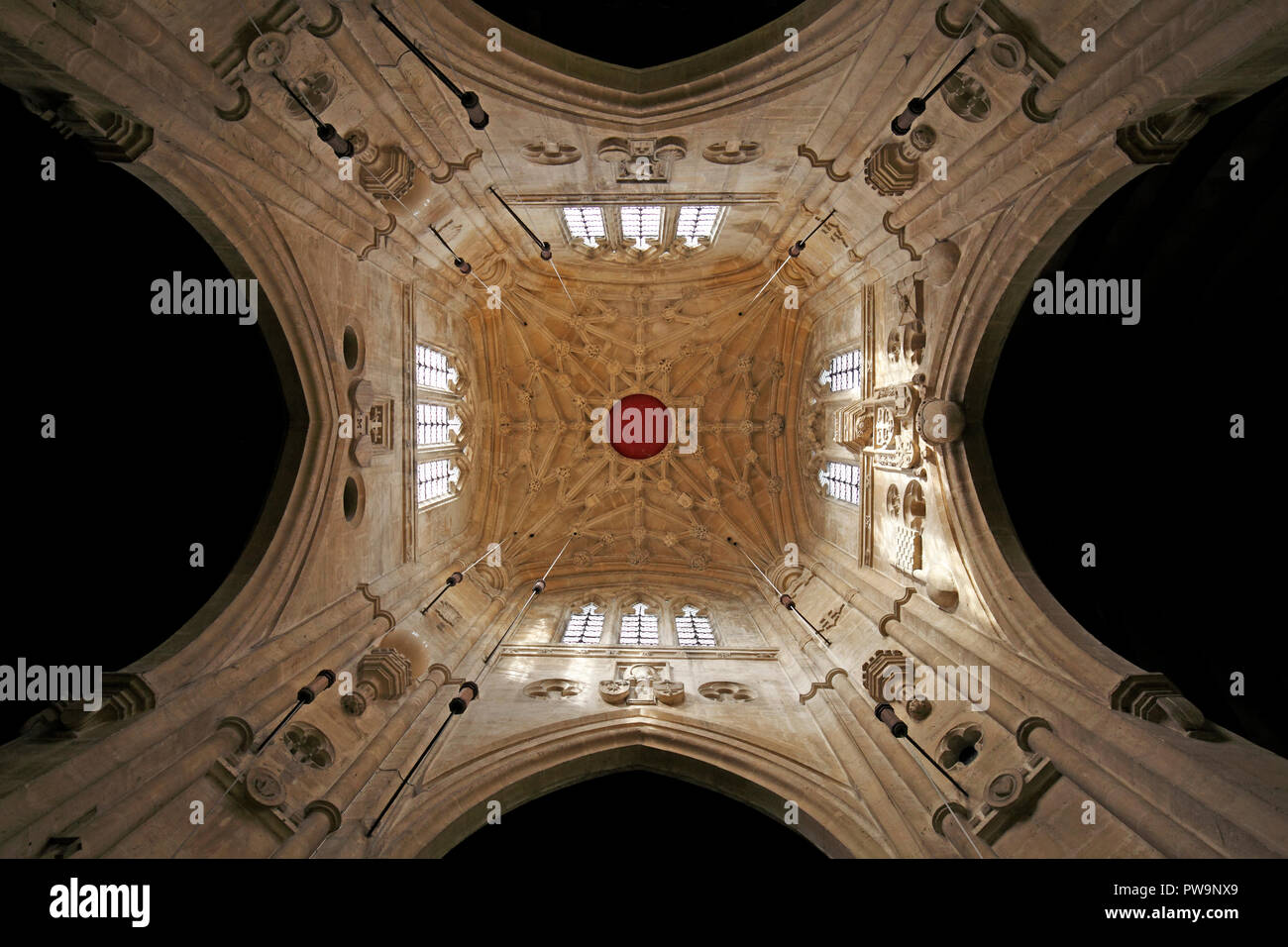 Underside of the bell tower and four spred crossing tower at St Sampson ...