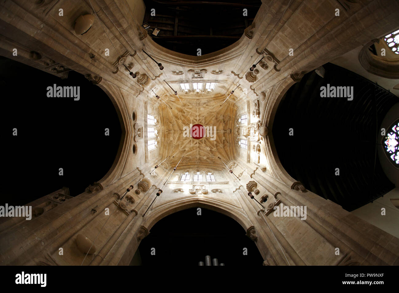 Underside of the bell tower and four spred crossing tower at St Sampson ...