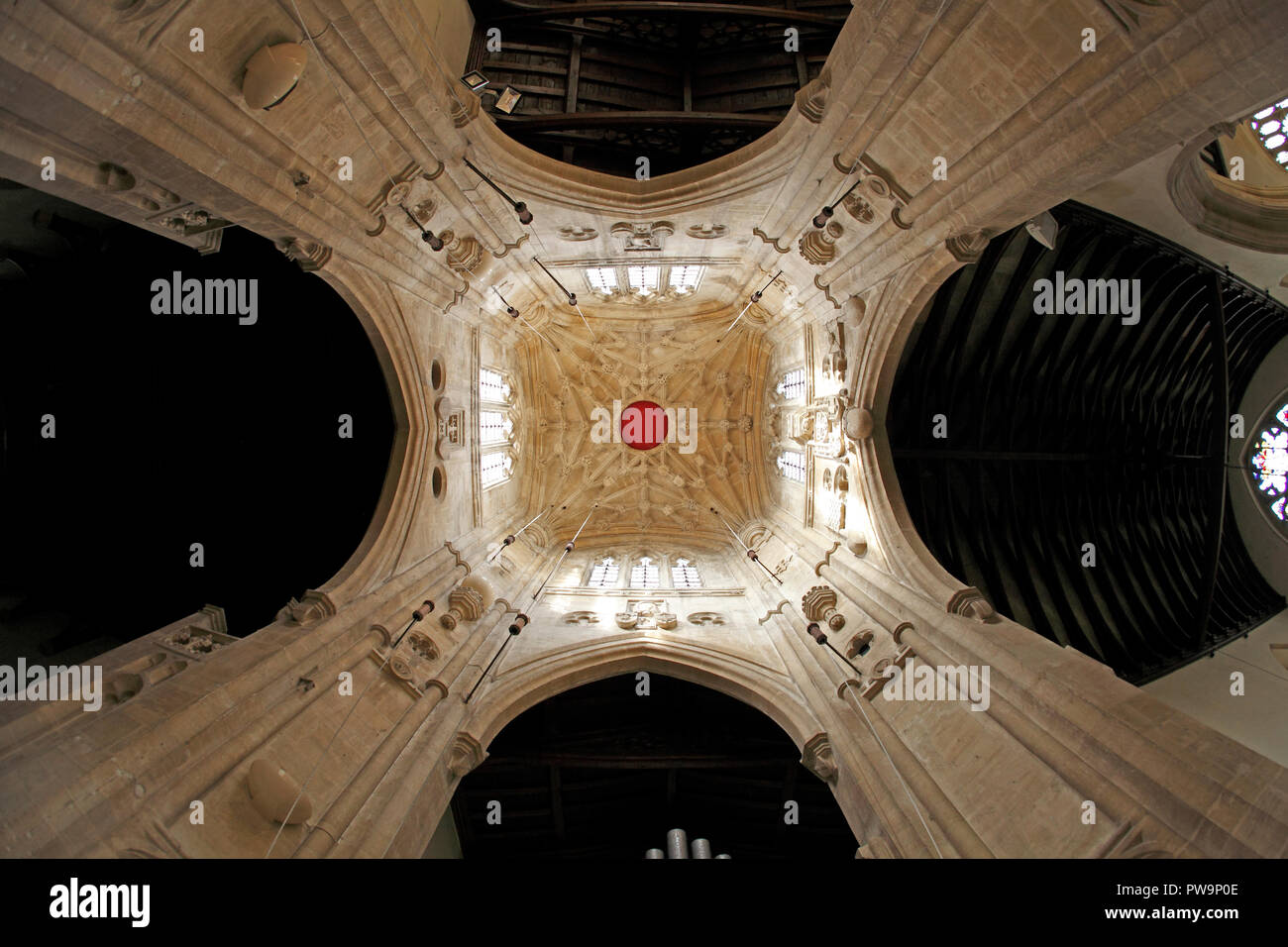 Underside of the bell tower and four spred crossing tower at St Sampson ...