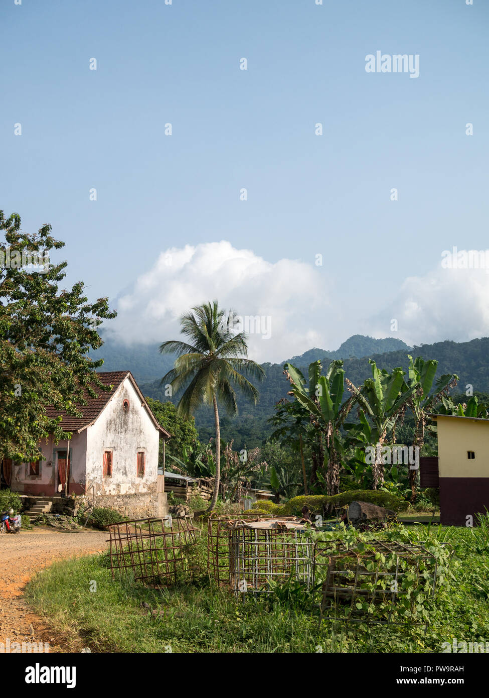 Principe Island landscape with old house Stock Photo - Alamy