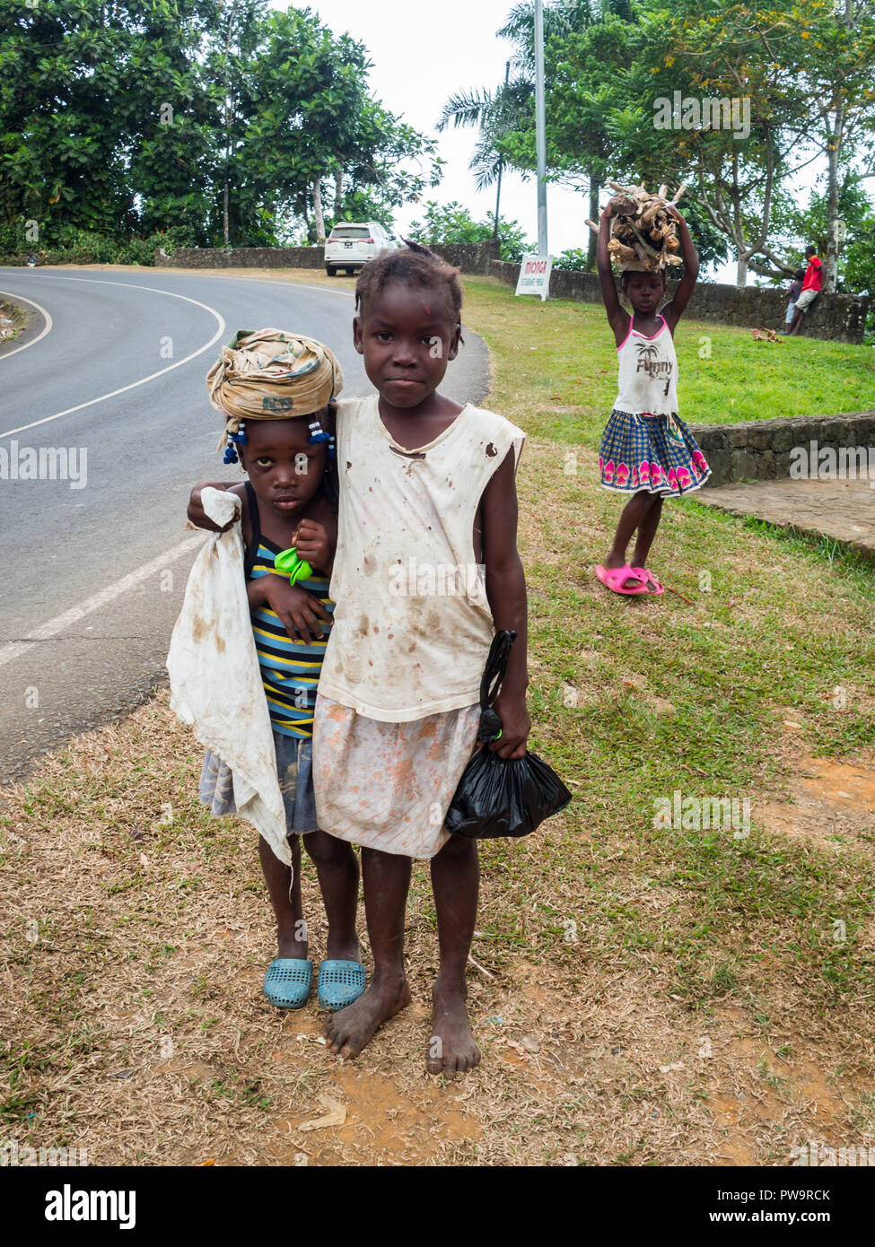 São Tomé girls posing for a portrait Stock Photo - Alamy