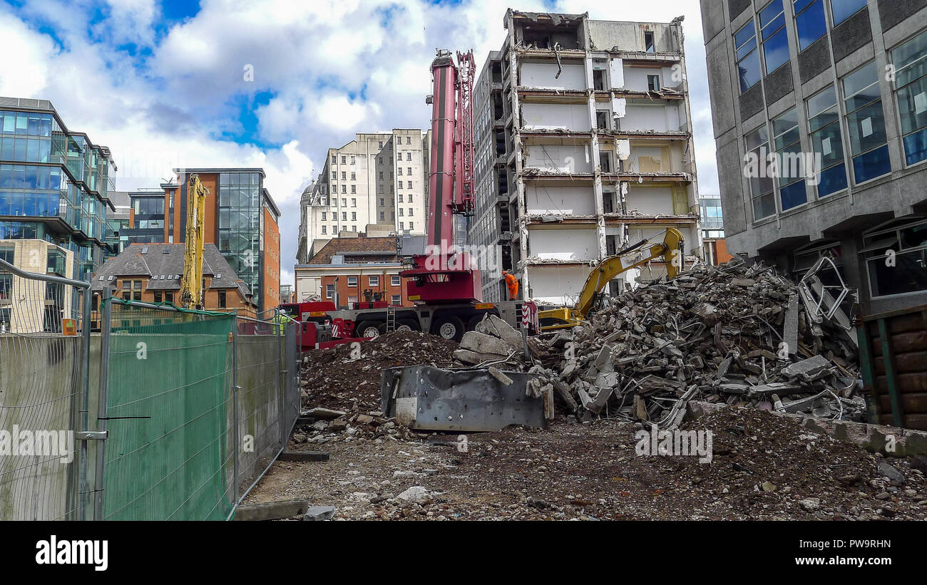 Demolition of city buildings, Manchester, UK Stock Photo - Alamy