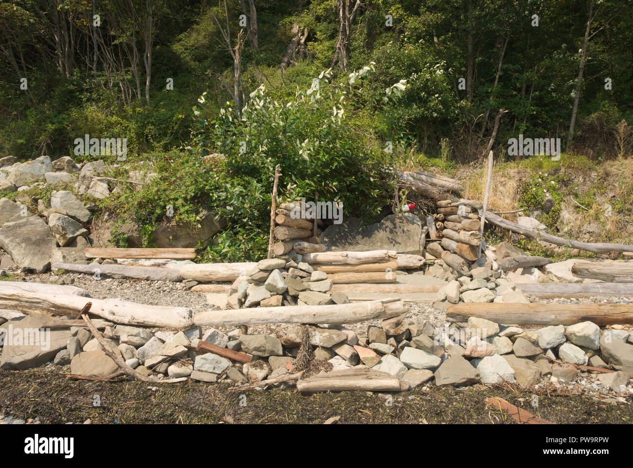 A beach shelter at Stave Lake, Mission, British Columbia, Canada Stock ...