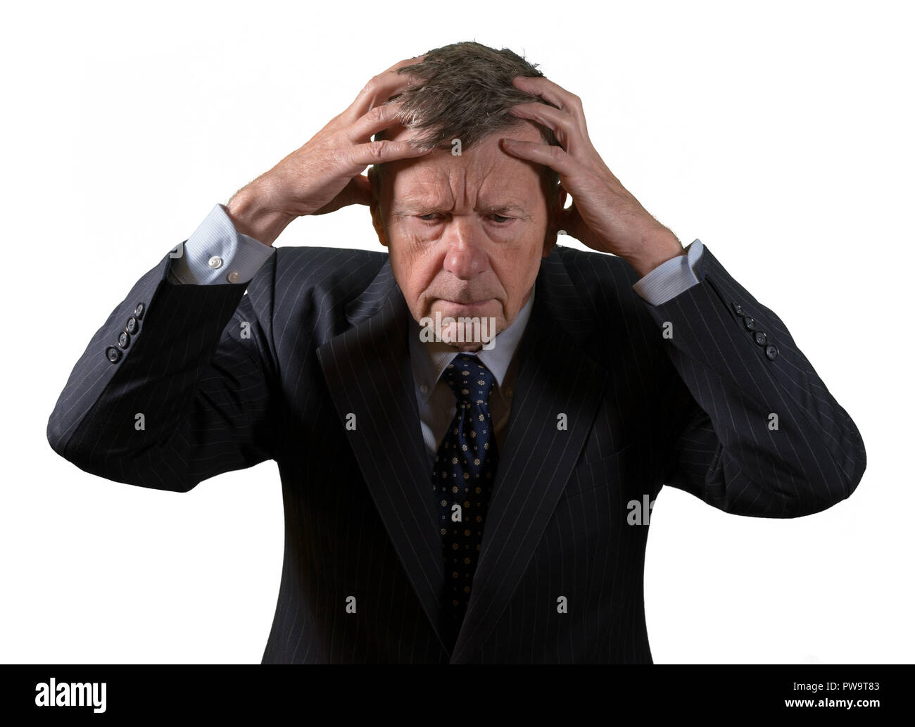 Front view of senior caucasian man worried and afraid Stock Photo - Alamy