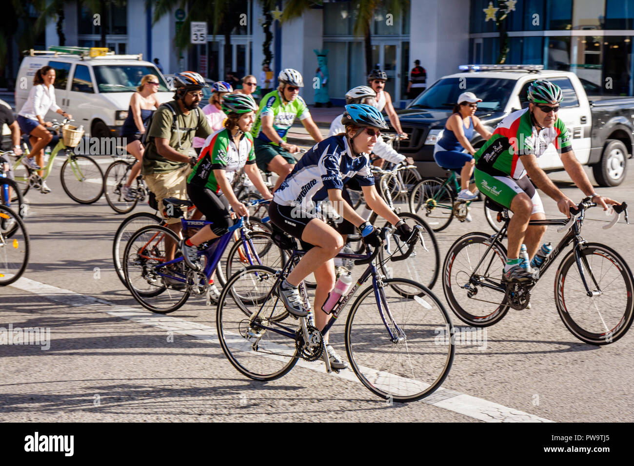 Miami Beach Florida,5th Fifth Street,group,bicycle,bicycling,riding ...