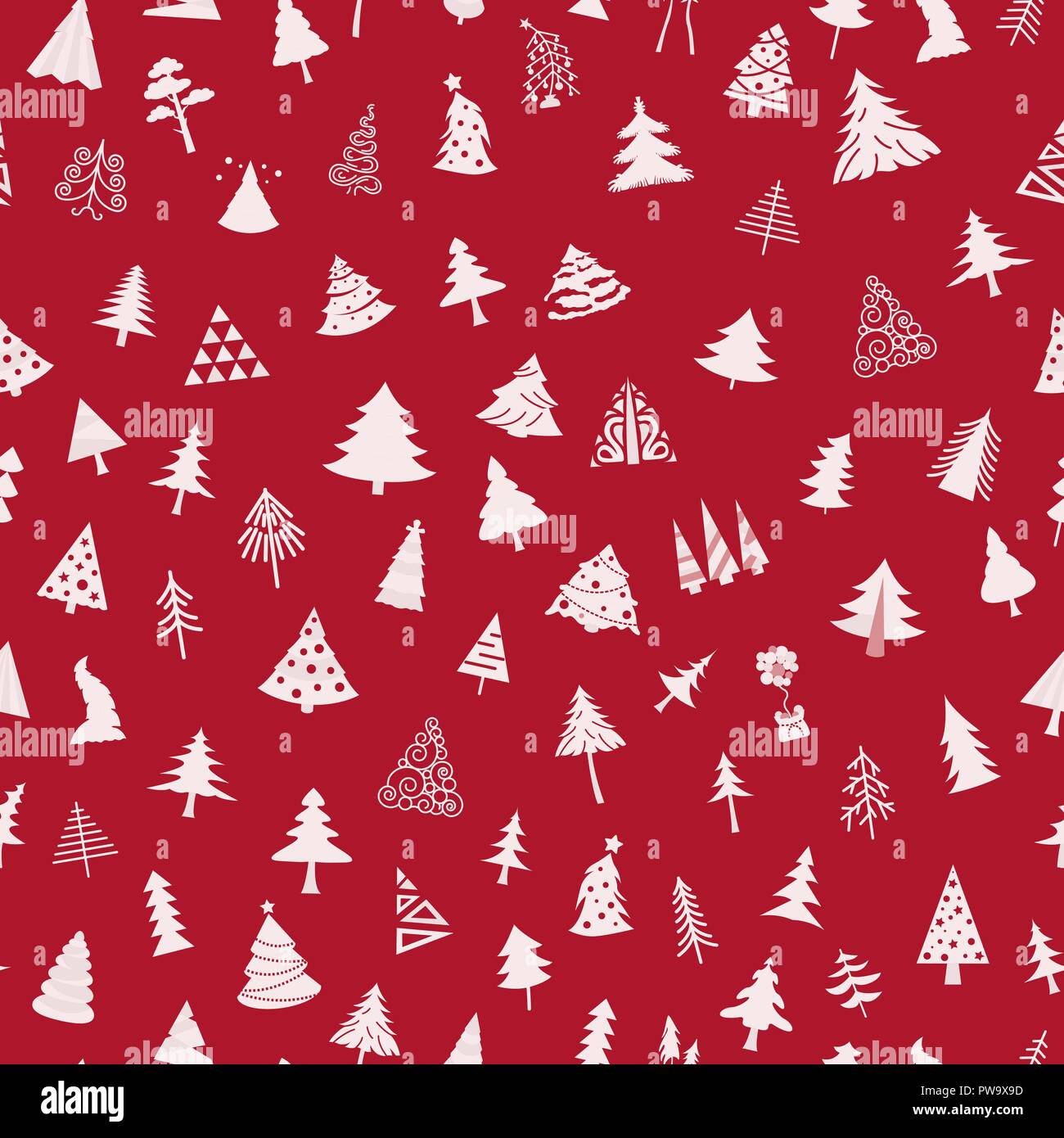 Christmas tree seamless pattern. Flat design. Monochrome version ...