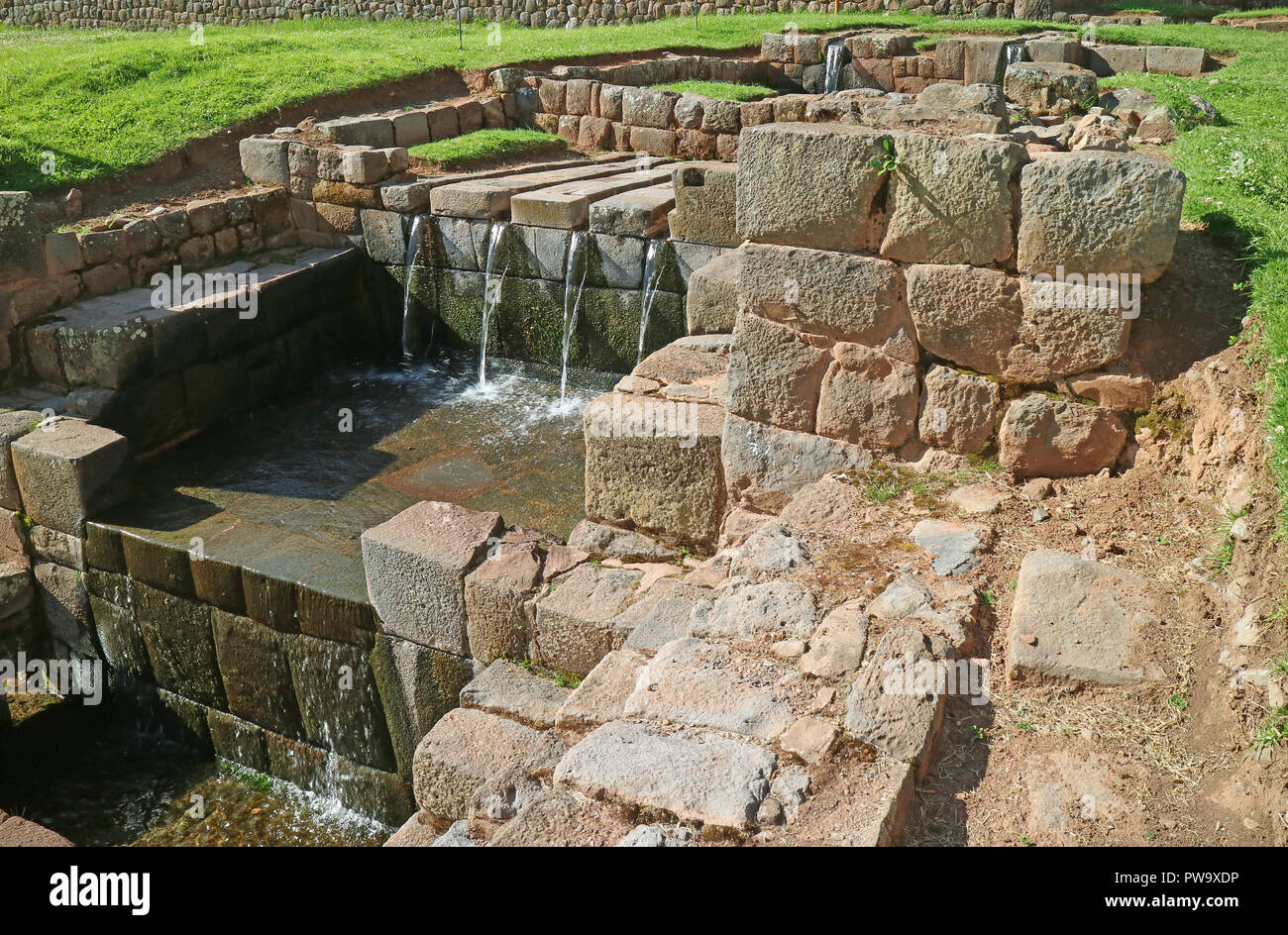 Amazing remains of Inca's fountain at Tipon archaeological site in the ...