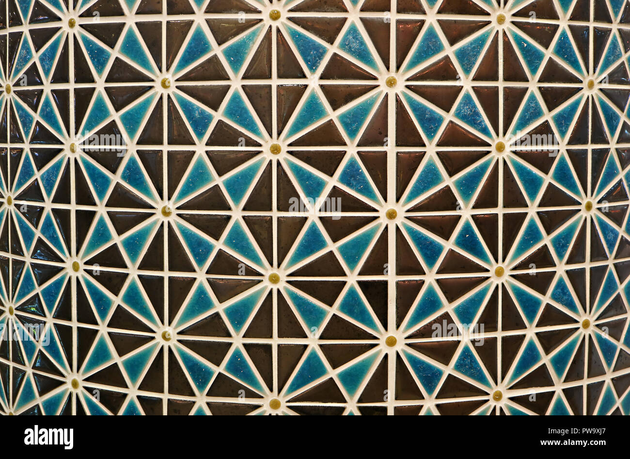 Brown and Blue Colored Geometric Arabian Traditional Pattern Mosaic ...