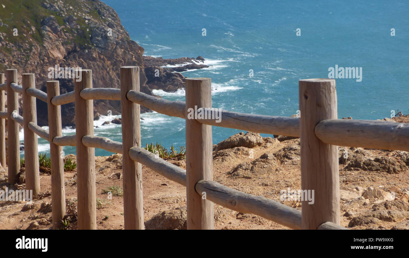 Wooden Posts Along Beach Cliffside Ocean Walking Along Stock Photo - Alamy