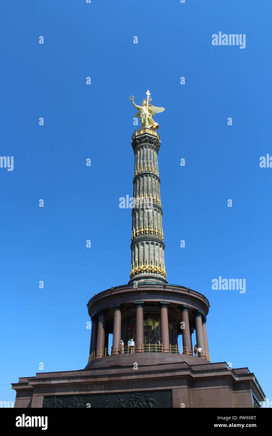Berlin Victory Column in Germany set against a blue sky on a sunny day ...