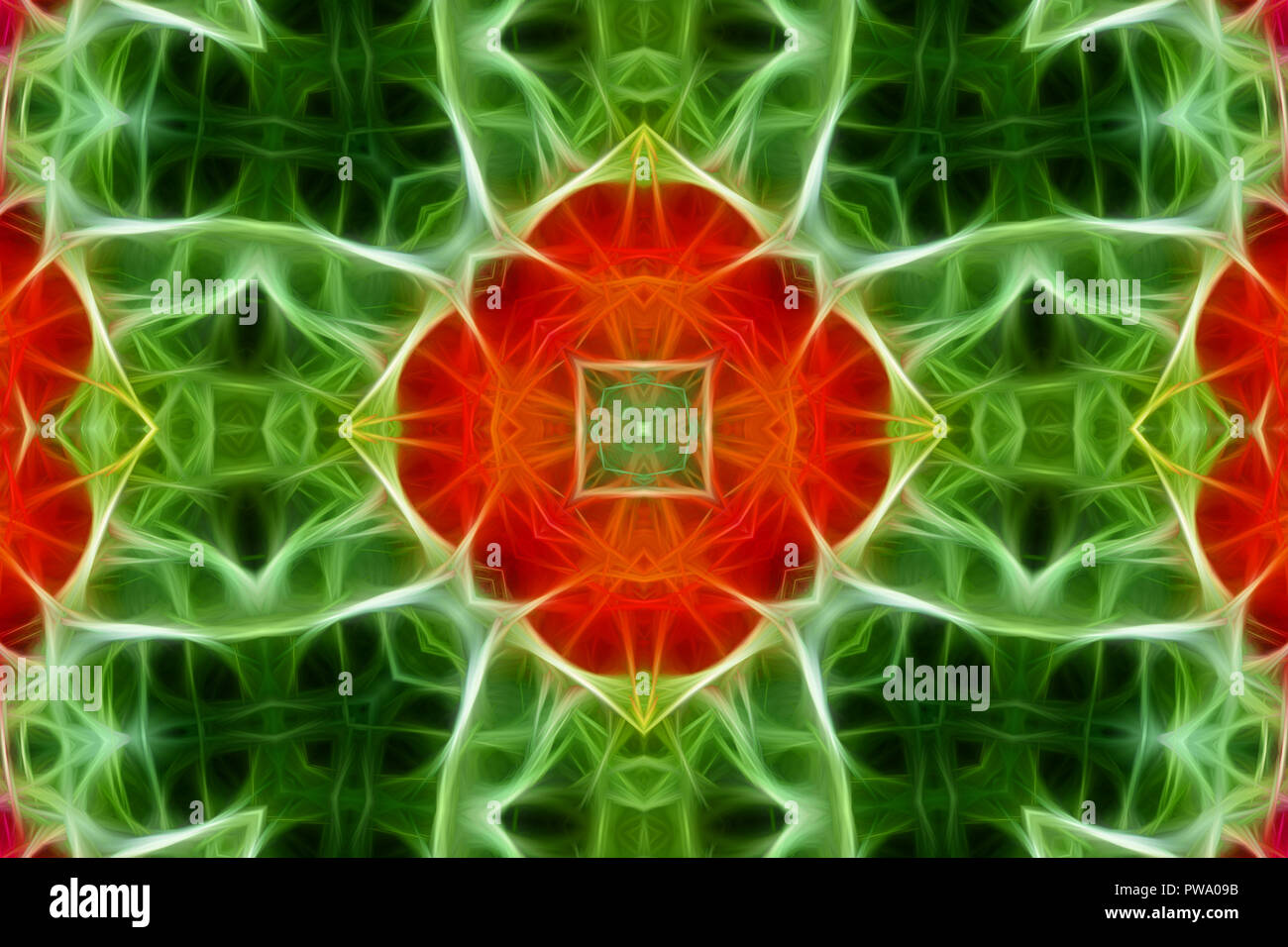 Fantastic red and green abstract pattern in fractal technic Stock Photo ...