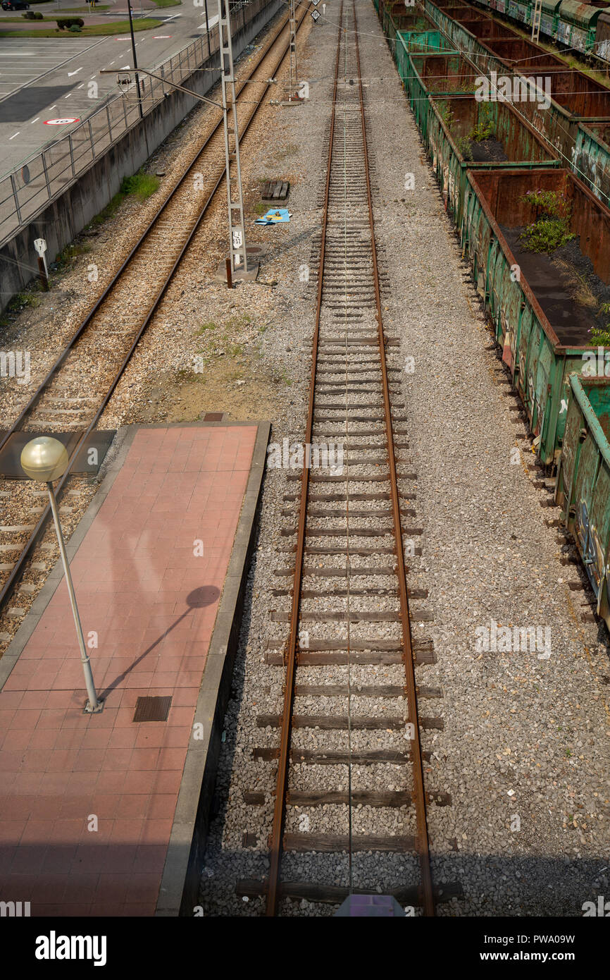 Aerial view of railroad tracks Stock Photo - Alamy