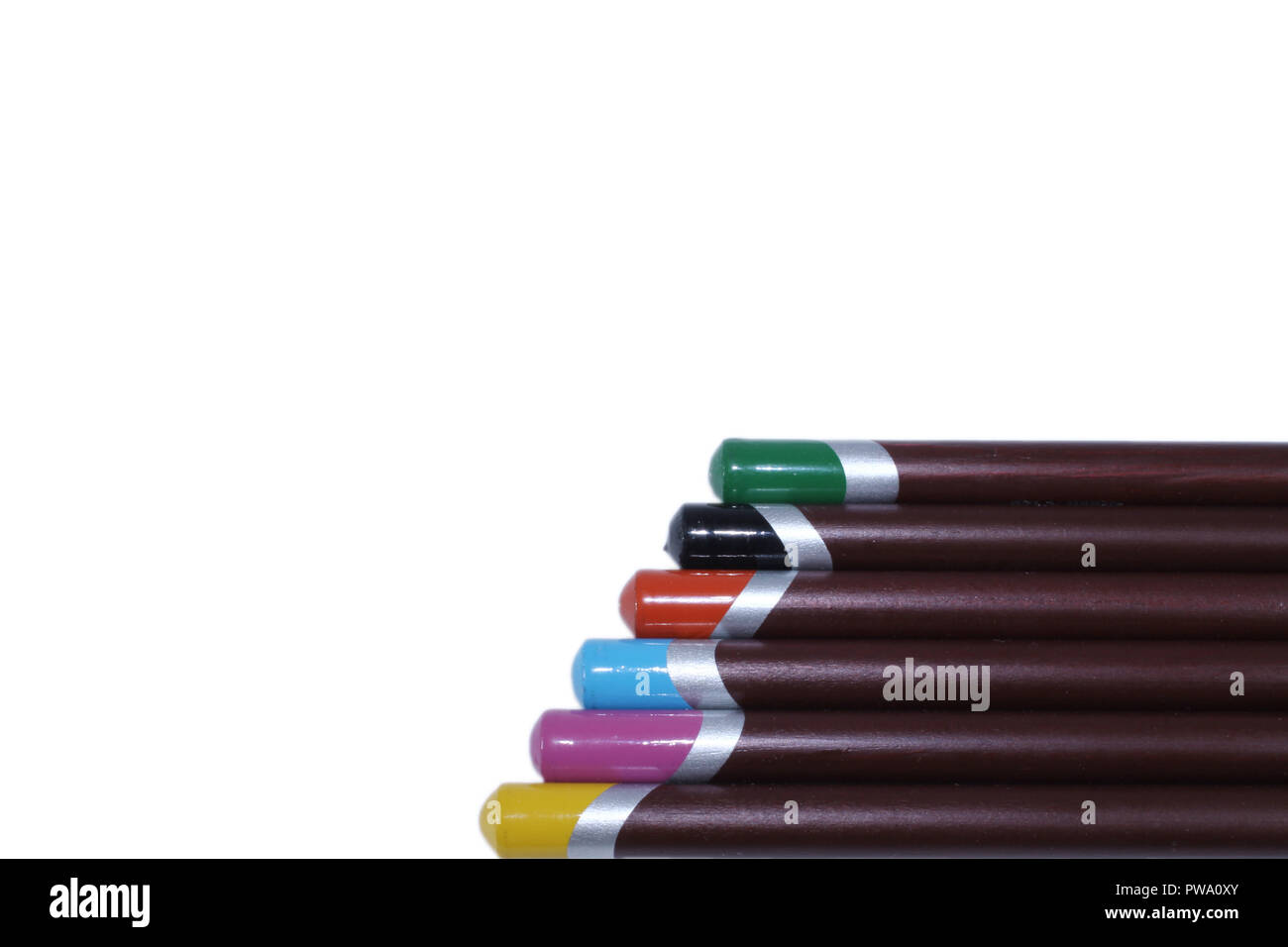group of pencils of different colors arranged in horizontal Stock Photo ...