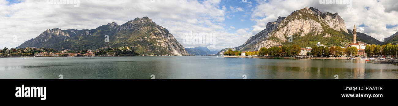 The town of Lecco and surrounding mountains on Lake Como, Italy Stock ...