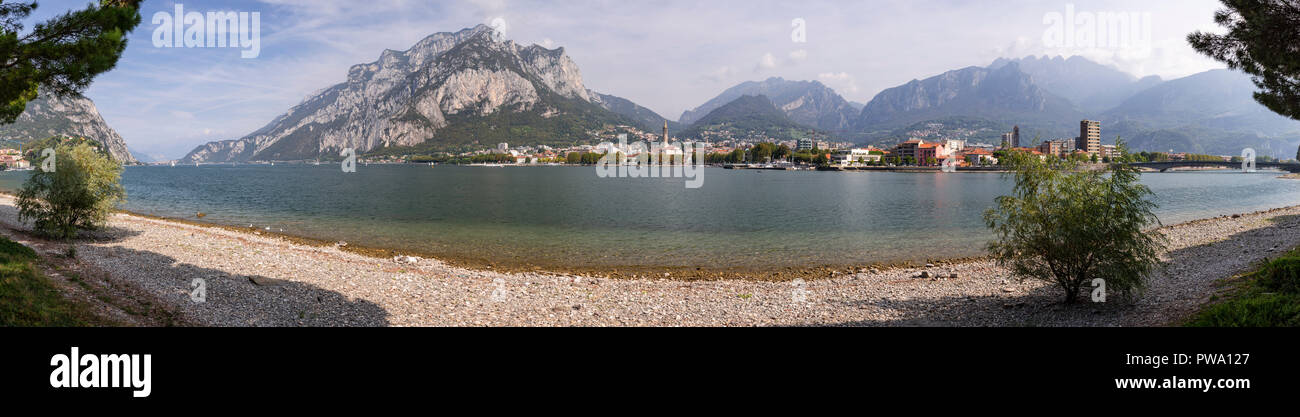 The town of Lecco and surrounding mountains on Lake Como, Italy Stock ...
