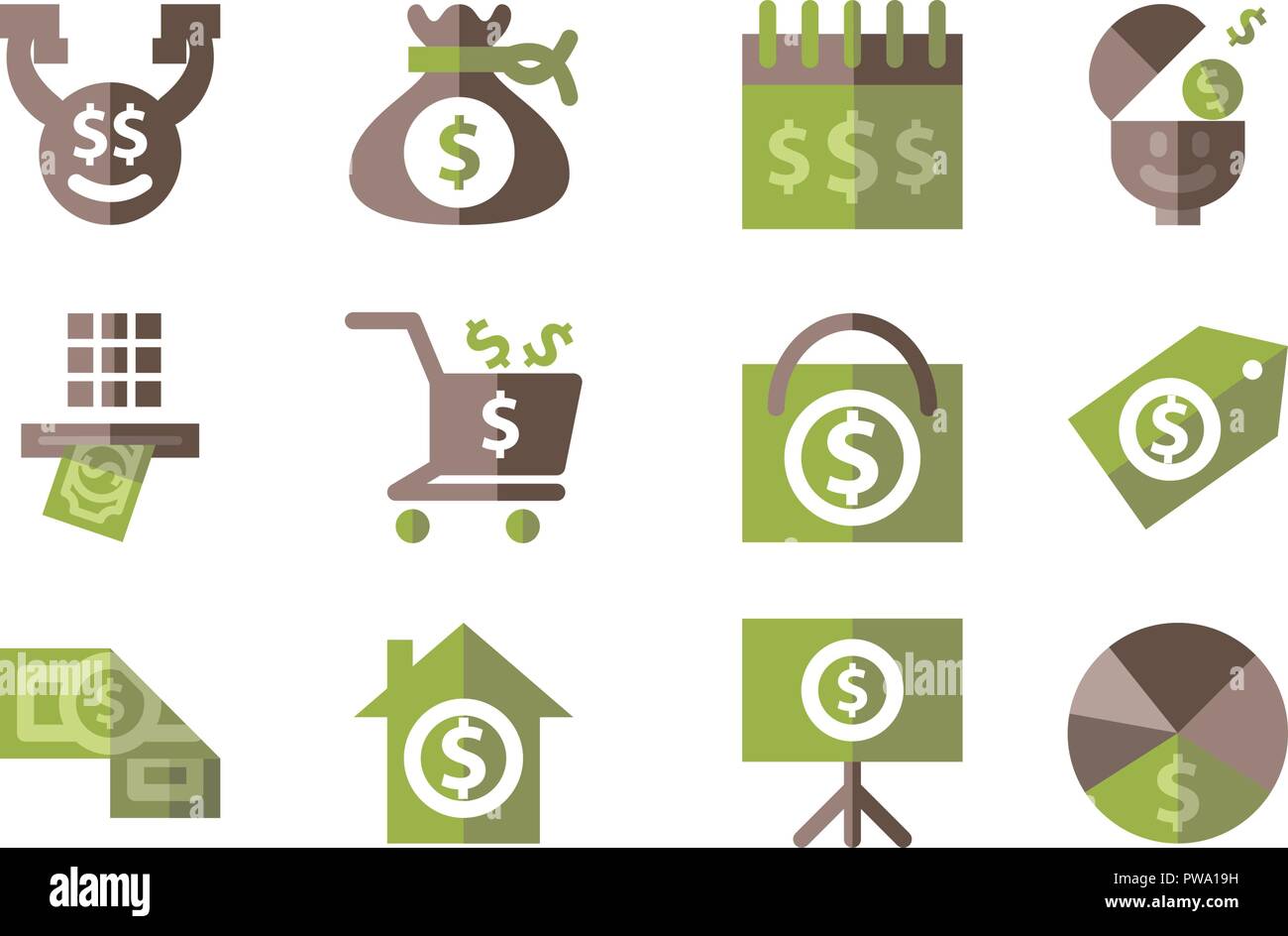 Money Template Flat Icon set Stock Vector Image & Art - Alamy
