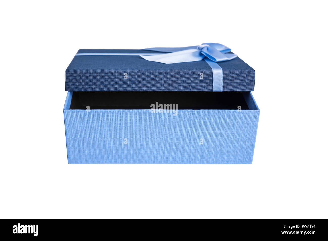 Blue box open on a white background Stock Photo - Alamy
