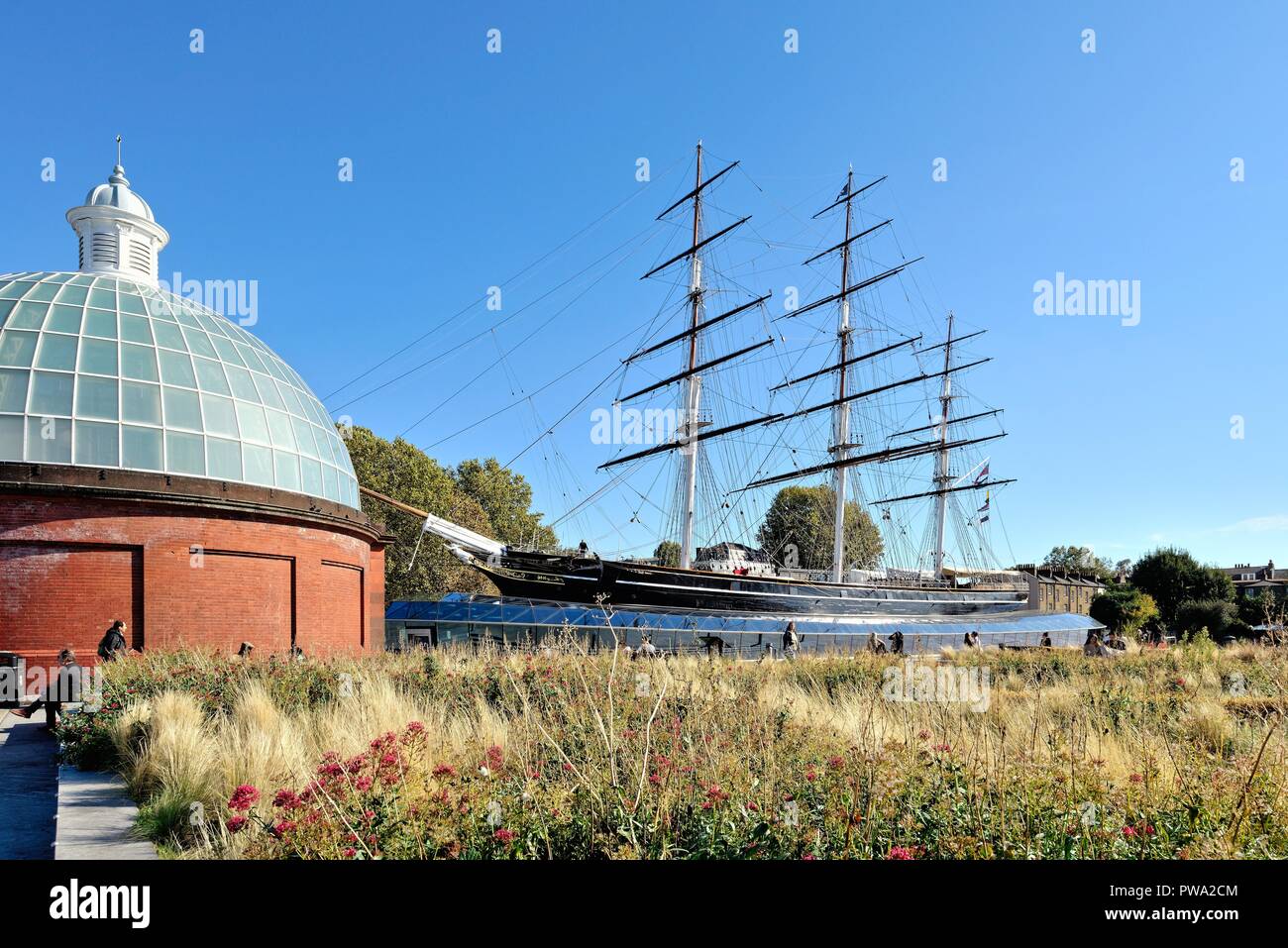 Exterior of the sailing ship 'The Cutty Sark' at Greenwich London ...