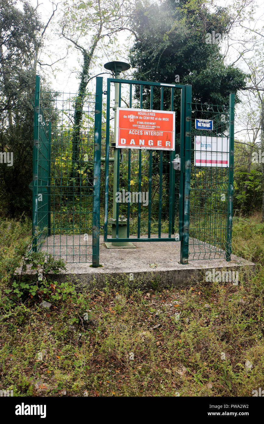 Hiking around Gréasque and abandoned coal mines : Firedamp outlet Stock ...