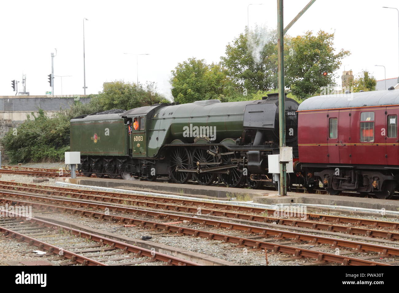 The Flying Scotsman. Holyhead Station Wales Stock Photo - Alamy
