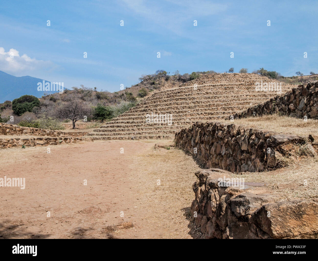 partial view of a circular pyramid in the archaeological zone of ...