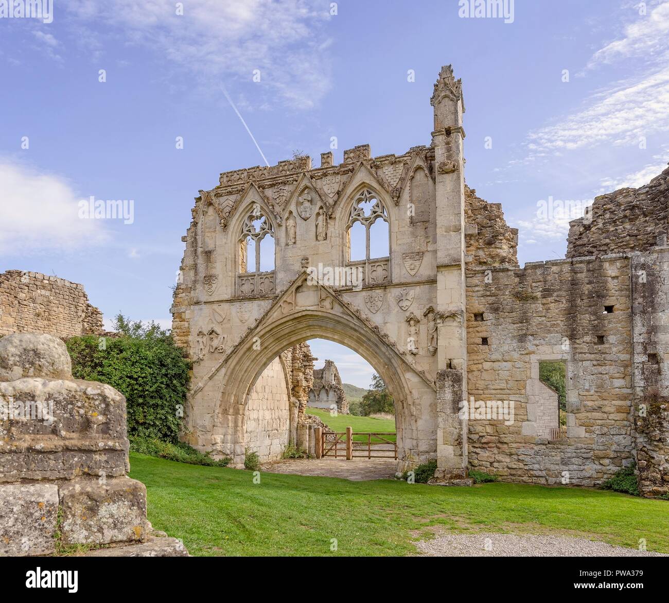 The ruins of Kirkham Priory in North Yorkshire. The gateway with its ...