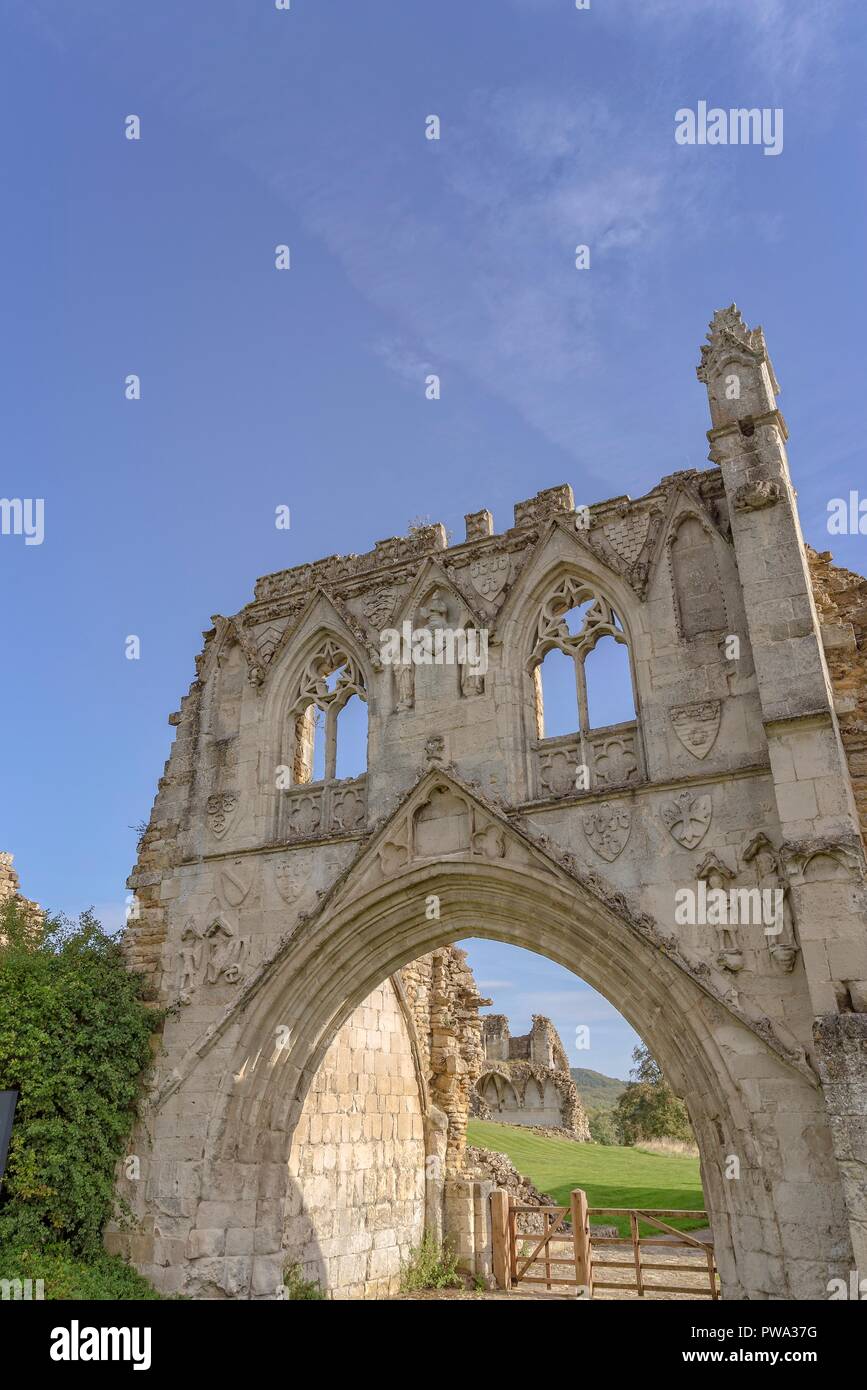The ruins of Kirkham Priory in North Yorkshire. The gateway with its ...