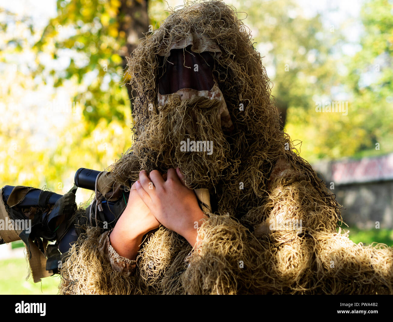 Sniper in Ghille Suit Stock Photo - Alamy