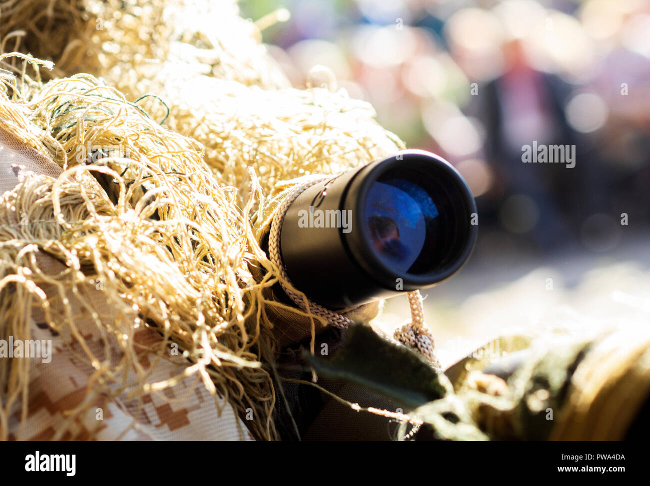 Sniper in Ghille Suit. Selective focus Stock Photo - Alamy