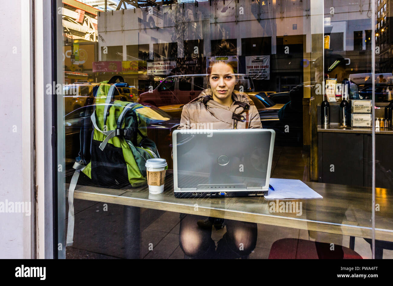 Girl with Computer Manhattan New York, New York, USA Stock Photo - Alamy