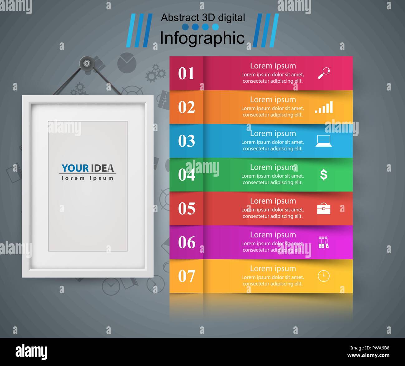 Frame, paper business infographic. Seven items Stock Vector Image & Art ...